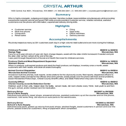 Resume 2016 Crystal Arthur | PDF