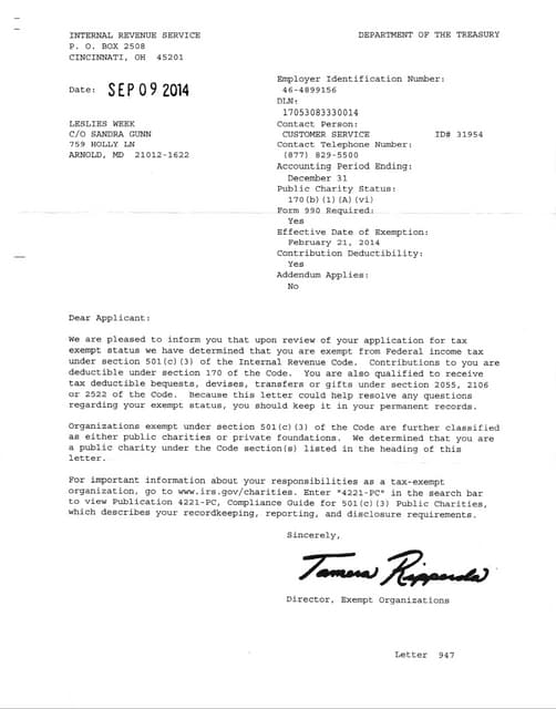 Irs Determination Letter Sample
