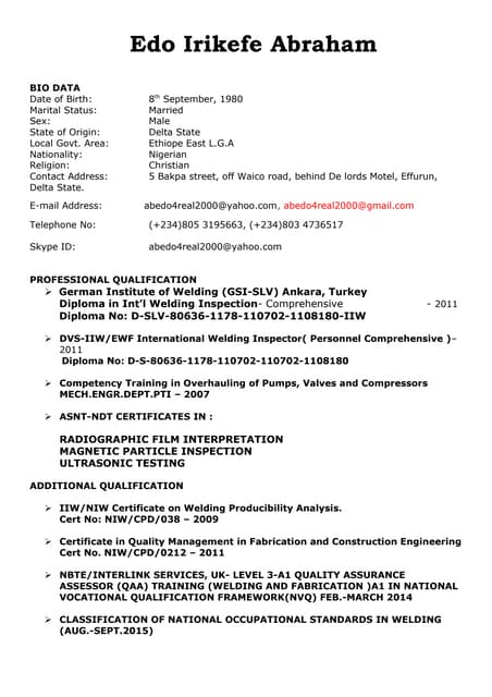 JOHNSON, UBONG ETUKUDO CVdoc - Copy | DOCX | Business and Finance