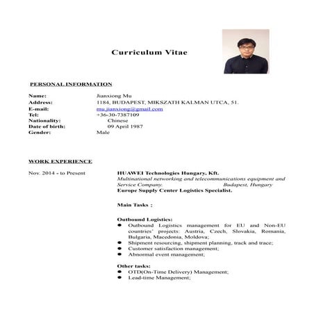 Curriculum Vitae_Mu Jianxiong | PDF