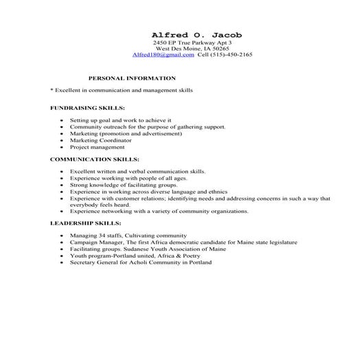 Alfred Jacob resume | DOC