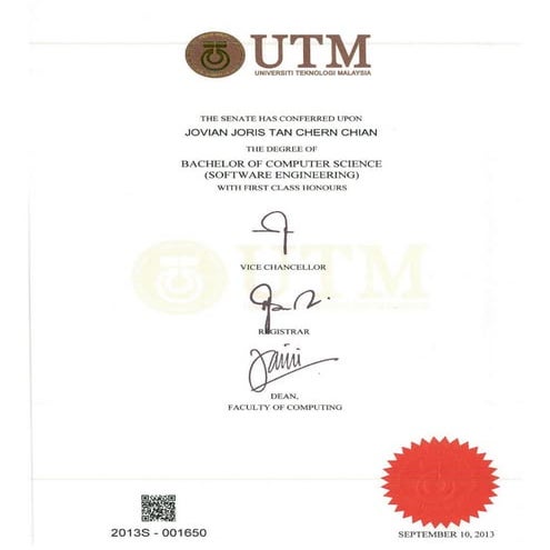 UTM Certificate & Academic Transcript | PDF