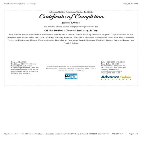 Certificate of Completion — Landscape | PDF