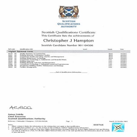 HNC Breakdown Certificate 1 | PDF