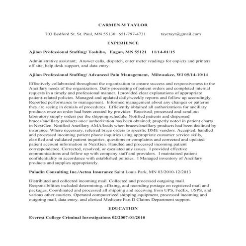 Carmen Taylor Resume | PDF