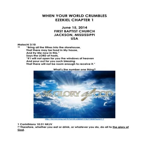 06 June 15, 2014 Ezekiel Chapter One, When Your World Crumbles | PDF ...