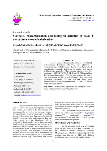 Synthesis, Characterization and Antimicrobial activity of 2-Amino-1,3-benzothiazole, Schiff ...