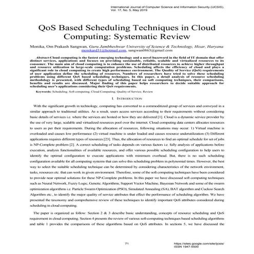 Qos Based Scheduling Techniques In Cloud Computing Systematic Review Pdf 9969