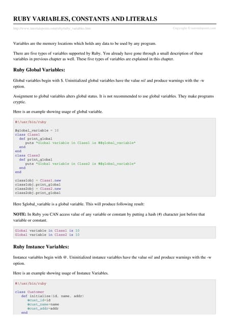 06 Ruby Variables Pdf