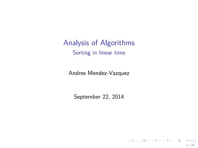 06 Analysis Of Algorithms Sorting In Linear Time Ppt 5176