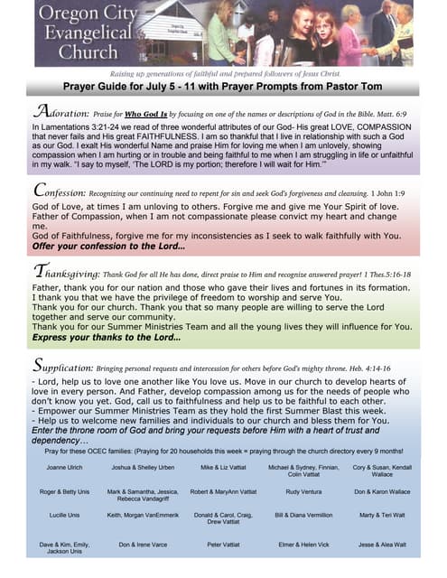 08 30 09 Prayer Sheet (Dressel) | PDF