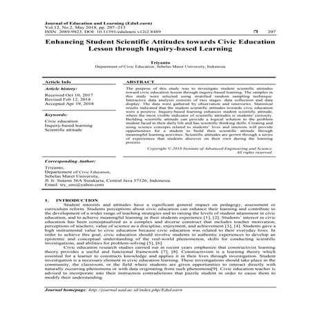 Relationship between inquiry-based learning and students’ attitudes ...