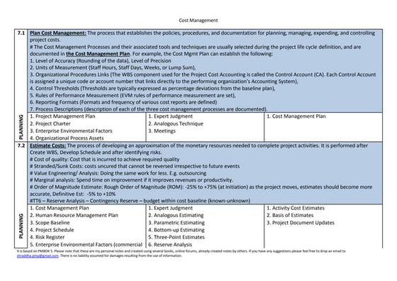 Project Cost Management - PMP/CAPM | DOCX