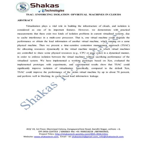 TSAC: ENFORCING ISOLATION OFVIRTUAL MACHINES IN CLOUDS | DOCX