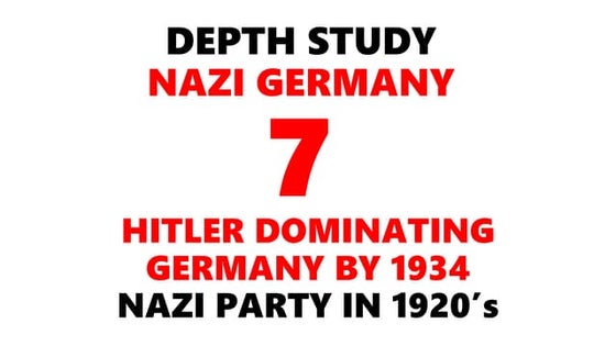 HISTORY IGCSE CONTENT - 20TH CENTURY OPTION - THE ROAD TO WW2: HITLER'S ...