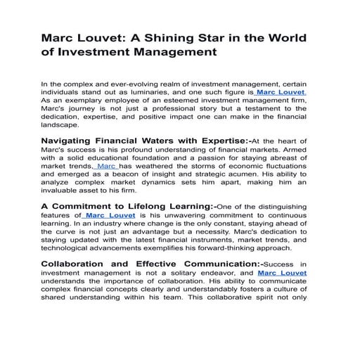 Marc Louvet presentations