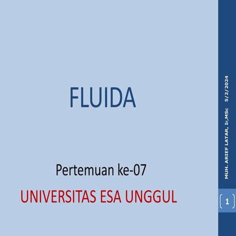 Modul mekanika fluida: Dasar-dasar Perhitungan Aliran Fluida | PDF