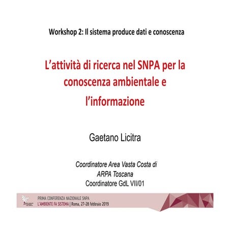 L’attività di ricerca nel SNPA per la conoscenza ambientale e l ...