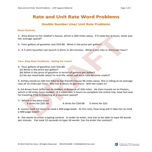 07 rate and-unit_rate_word_problems (1) | PDF