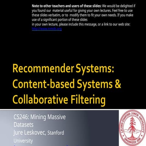 Mining massive datasets using recommender system | PPT