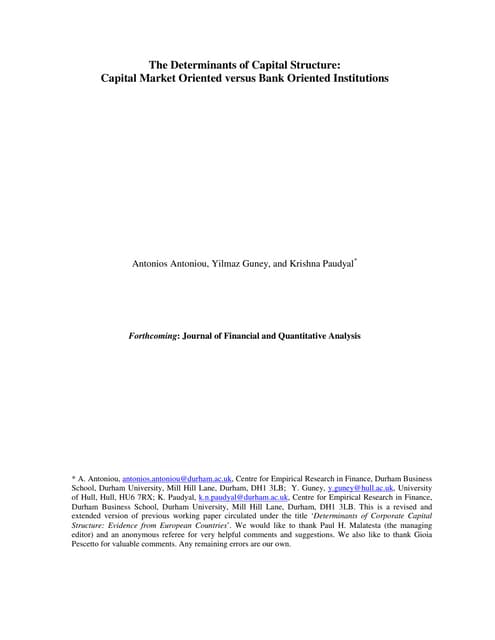Determinants of capital structure | PDF