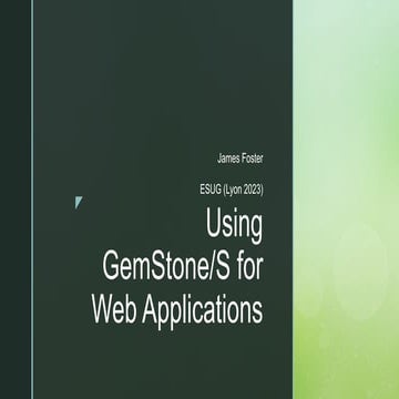 Using GemStone/S for Web Applications | PDF