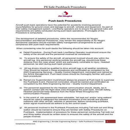 Safe Push back Procedure. | PDF