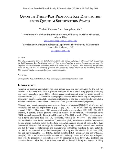 Quantum Three Pass Protocol Key Distribution Using Quantum