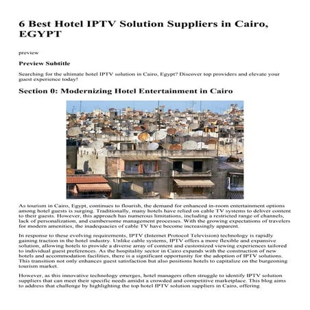 6 Best Hotel IPTV Solution Suppliers in Cairo, EGYPT | PDF
