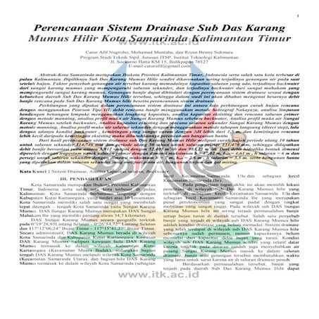 Perencanaan Sistem Drainase Sub Das Karang Mumus Hilir Kota Samarinda ...