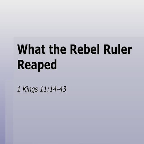 071216 Solomon What The Rebel Ruler Reaped 1 Kings 11 14 43 Dale Wells ...