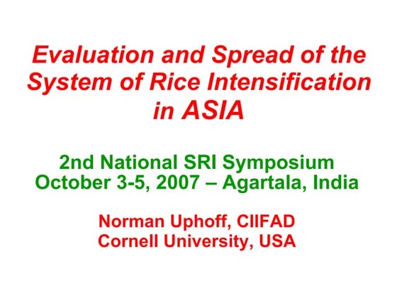 1435 System of Rice Intensification - An Opportunity to Improve the ...
