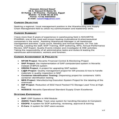 CV - Hossam Nasef | DOC | Logistics | Business