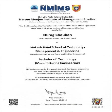 B - Tech Degree (NMIMS MPSTME) | PDF