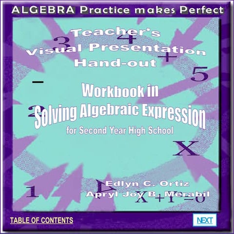 Workbook In Solving Algebraic Expressions | PPT
