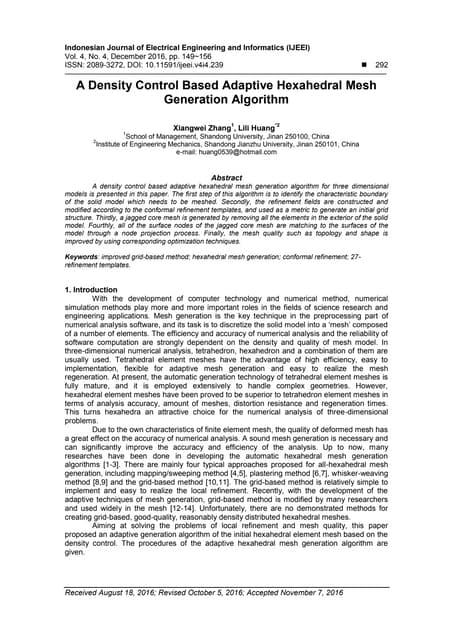 A Density Control Based Adaptive Hexahedral Mesh Generation Algorithm Pdf 9592