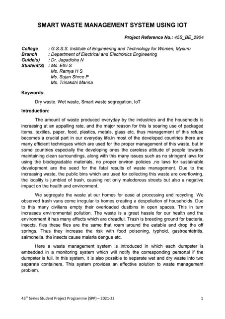 Smart Bin Waste Segregation | PDF | Internet of Things | Internet