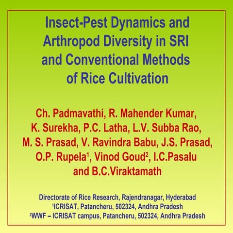 0728 Insect-Pest Dynamics and Arthropod Diversity in SRI and ...