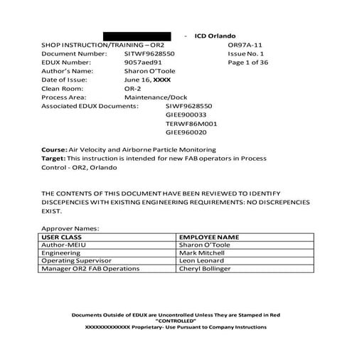 Technical Process Instruction Work Sample | DOCX | Indoor Environmental ...