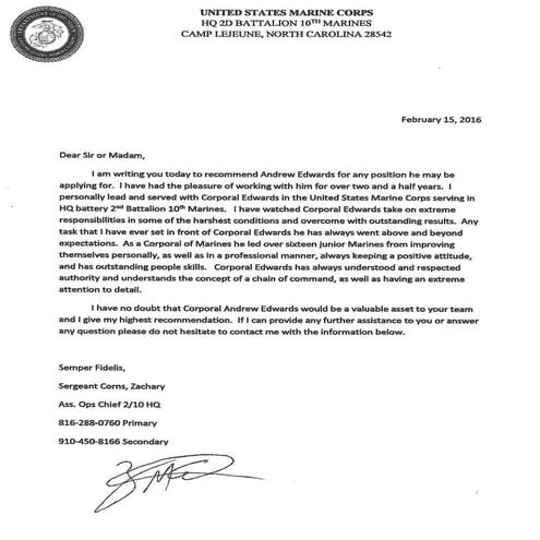 Reference letter Zachary Corns | PDF