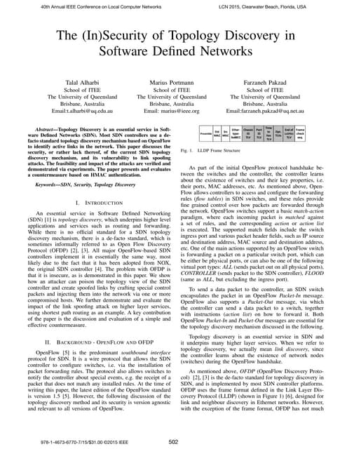 The Insecurity Of Topology Discovery In Software Defined Networks Pdf Free Download
