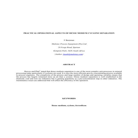 practical-operational-aspects-of-dense-medium-cyclone-separation-9f775 ...