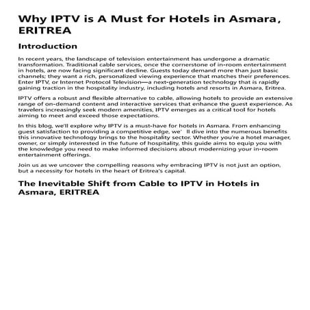Why IPTV is A Must for Hotels in Asmara，ERITREA | PDF