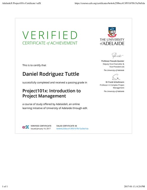 CornellX HOSP.101x Certificate | edX | PDF
