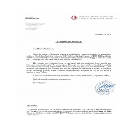 Acceptance Letter | PDF