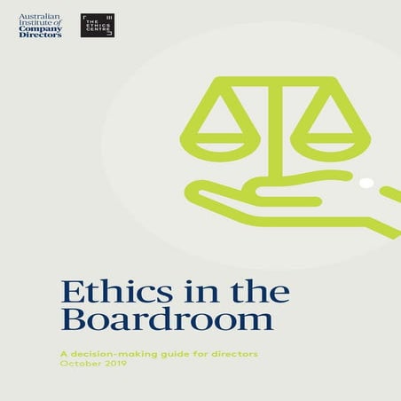 Ethics in the Boardroom (AICD Report) | PDF