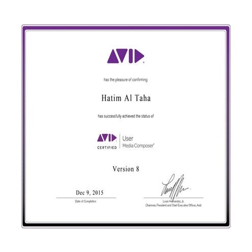 Avid certificate | PDF