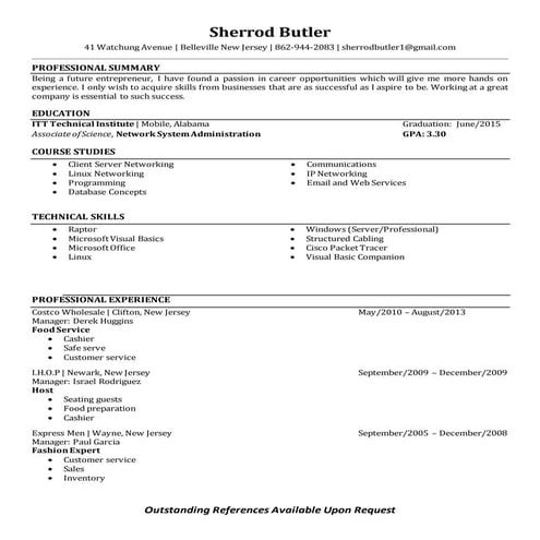 Sherrod Butler Resume (New Edit) | DOCX
