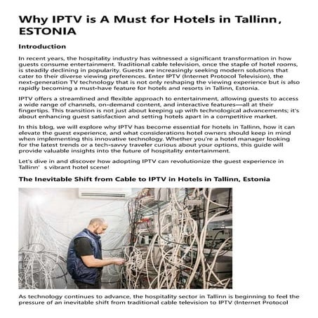 Why IPTV is A Must for Hotels in Tallinn，ESTONIA | PDF