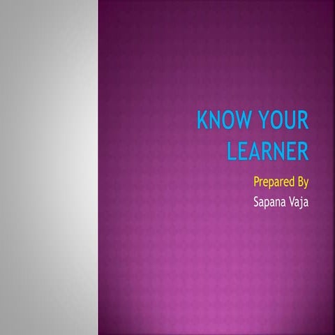 Know Your Learner | PPTX